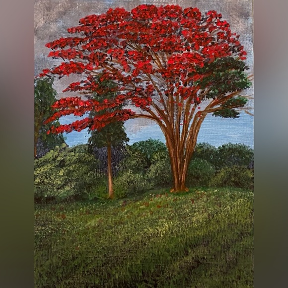 Hand Crafted | Art | Hand Crafted Artwork Flamboyant Tree | Poshmark